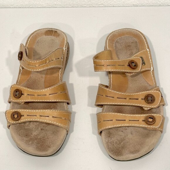 Rogue | Shoes | Rogue Tan Leather Slide Sandals With 3 Adjustable ...